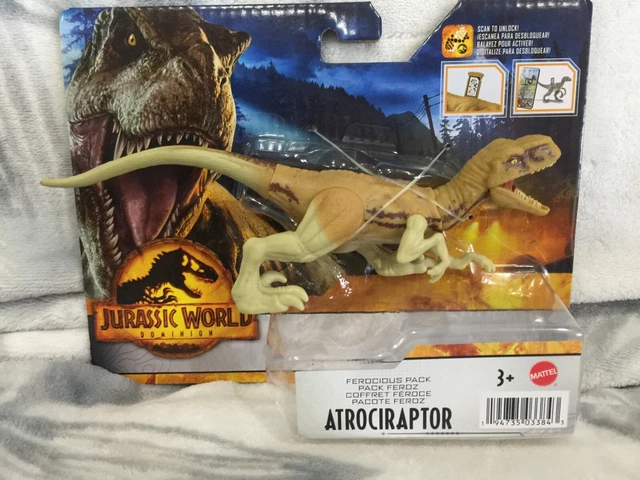 MATTEL JURASSIC WORLD Dominion Ferocious Pack Atrociraptor Dinosaur ...