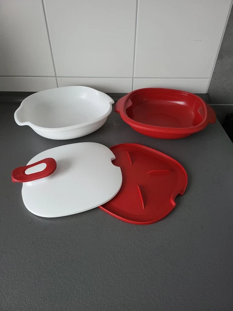 TUPPERWARE - WARMIE Tup Thermo Duo Schüssel Set weiß / rot 1,4L ...
