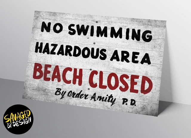 BEACH CLOSED SIGN, Poster Print. A3 size. Jaws. Amity Island. £16.00 ...