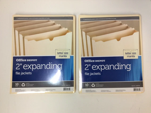 OFFICE DEPOT BRAND Manila File Jackets, 2" Expansion, Letter, 20 Total ...