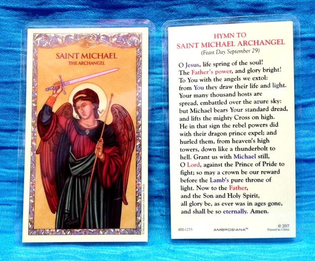 SAINT ST. MICHAEL the ARCHANGEL Angel LAMINATED Holy Card CATHOLIC ...