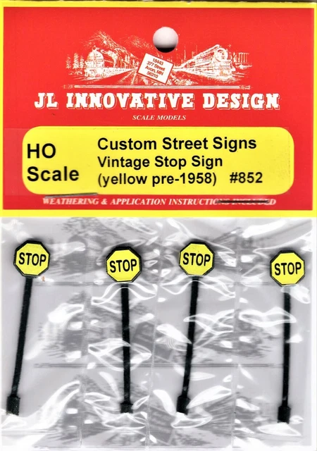 HO SCALE JL Innovative Design 852 Yellow Pre-1958 Stop Sign pkg (4) $7. ...