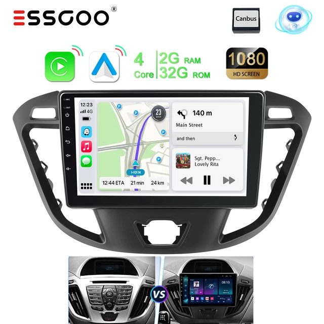 AUTORADIO CARPLAY WIRELESS Android 12 BT NAVI per Ford Transit Custom ...