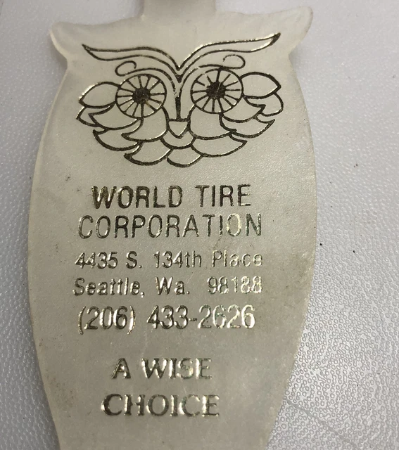 SEATTLE WASHINGTON WORLD Tire Corporation Auto Parts Owl Vintage ...