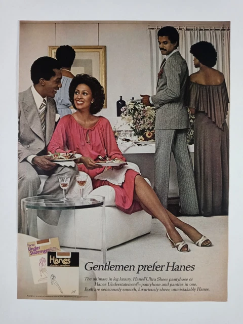 1980 HANES PANTYHOSE Gentleman Prefer Afro Look Colorful Vintage Poster ...