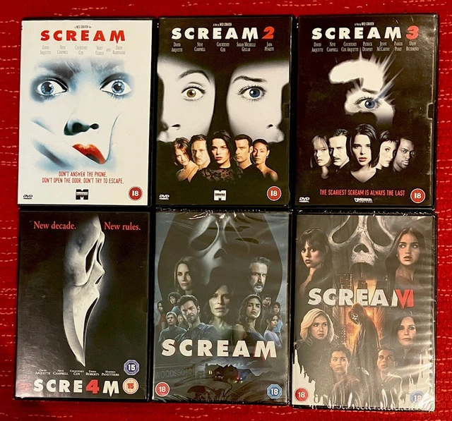 SCREAM 1 2 3 4 5 & 6 Complete DVD Set R2 UK Wes Craven Horrors I-VI ...