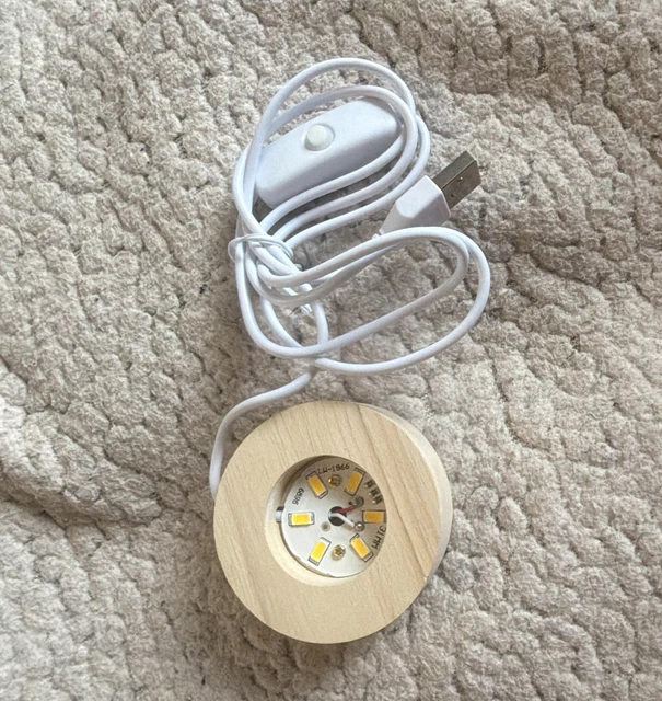 LED WARM WHITE USB Night Light Wood Base Inline On/Off Switch £2.24 ...