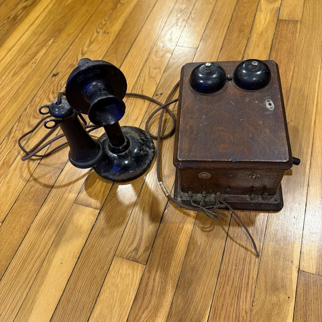 EARLY 1900S KELLOGG Candlestick Phone With Bell Box an Original Wiring ...