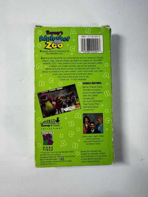 BARNEY AND FRIENDS Collection Barneys Alphabet Zoo VHS 1994 Kids Movie ...