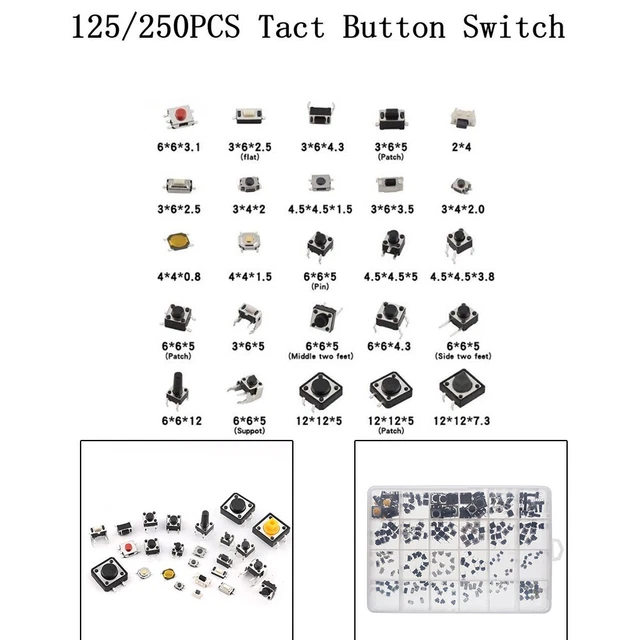 25TYPES/KIT VALUES TACTILE Push Button Switch Micro Momentary Tact Assortment £7.37 - PicClick UK