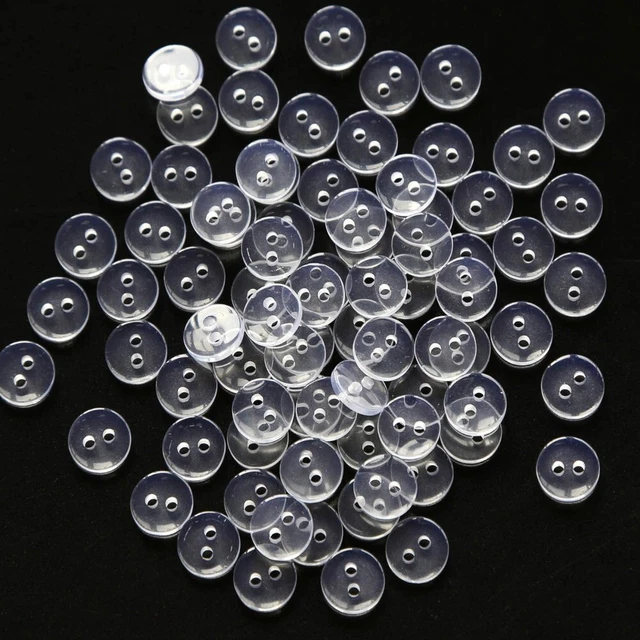 500 PCS RESIN Clear Buttons Clear 10mm Round Transparent Resin Buttons ...