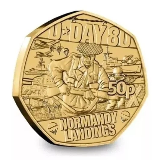 2024 D-DAY 80TH Anniversary Normandy Landings BU 50p Coin 24K Gold ...
