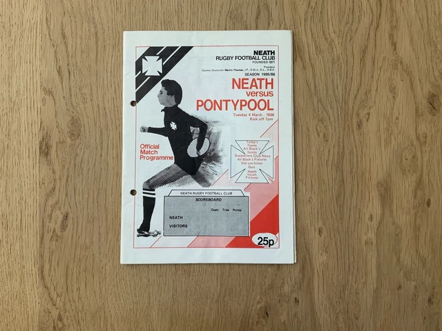 NEATH RFC V Pontypool RFC -1985/86 Whitbread Welsh Merit Table -Tuesday ...