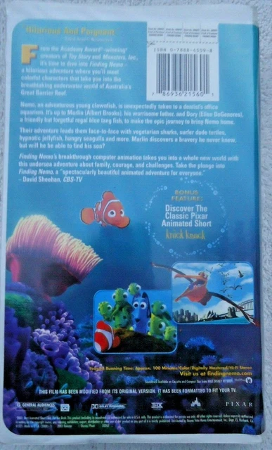 VHS WALT DISNEY Finding Nemo Pixar Fish Clown Loach Turtle Dory ...