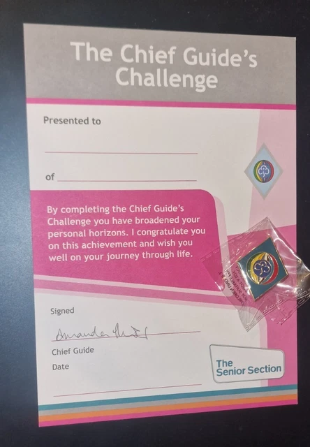 GIRL GUIDE / Girlguiding Chief Guide's Challenge Certificate And Badge ...