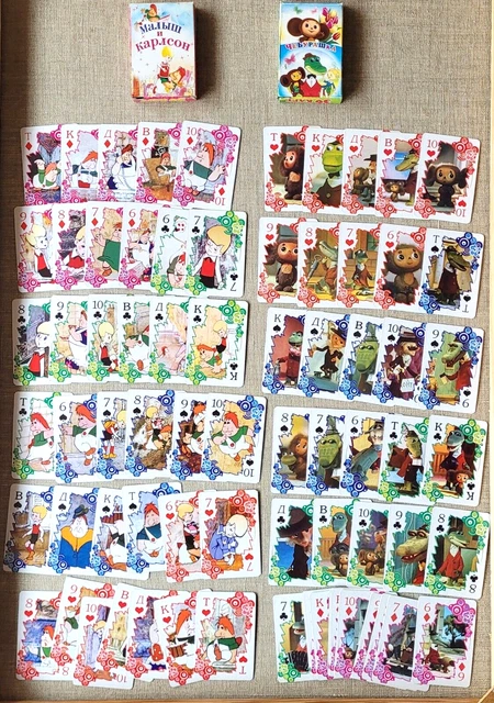 PLAYING CARDS DECKS Kid and Carlson, Cheburashka 36 mini cards kids New ...