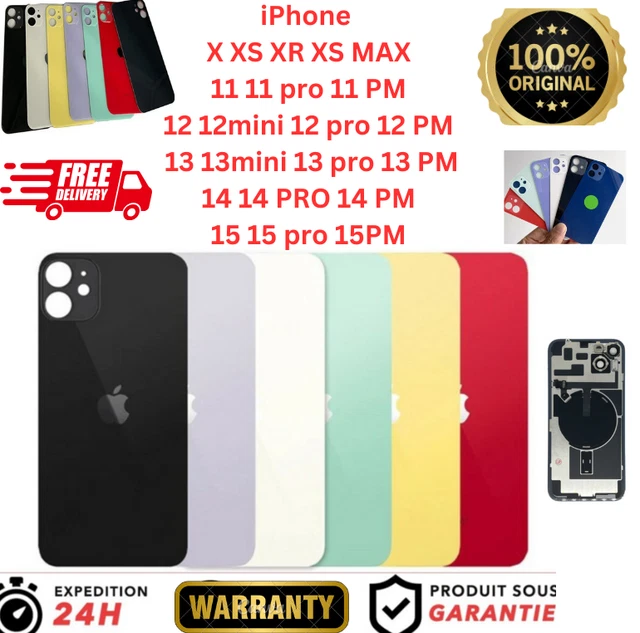 VITRE ARRIÈRE IPHONE X XS XR 11 12 13 14 15 MINI LOGO Original 1:1 Gros trou EUR 6,99 - PicClick FR