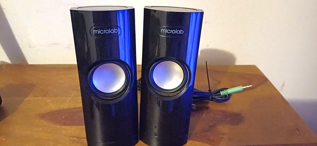 MICROLAB DESKTOP STEREO Computer Laptop Desktop System Mini Speakers £9 ...
