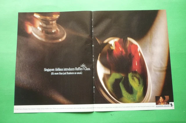 SINGAPORE AIRLINES SA 1990 Publicité'Vintage Raffles Class 2ws EUR 18 ...