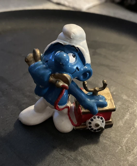 SMURFS HOBBY HORSE Smurf Figure 1980 Schleich PVC PEYO Toy Riding ...