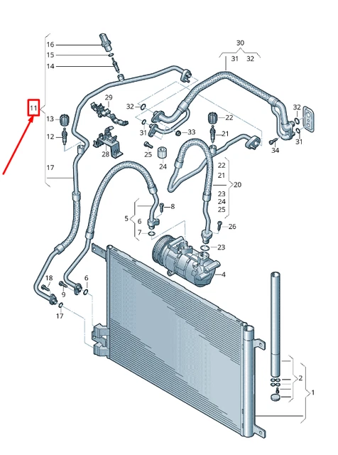 NEW VW GOLF Vii 5G Mk7 A/C Refrigerant Line 5Q0816741C Original £271.56 ...