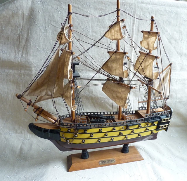 VINTAGE HMS VICTORY Wooden Model Ship with Stand 42cm Long £80.00 ...