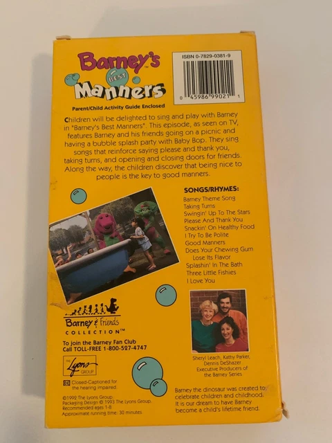 BARNEY - BARNEYS Best Manners (VHS, 1993) EUR 6,20 - PicClick IT