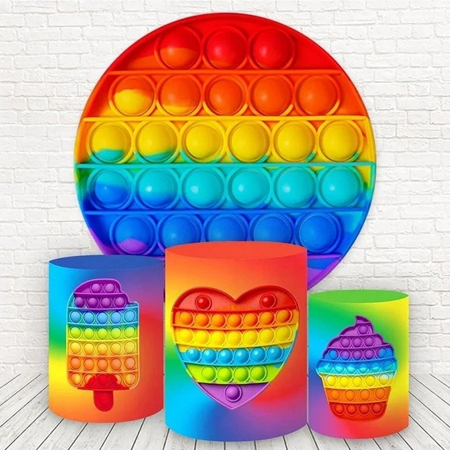 CIRCLE POP IT Pattern Round Birthday Party Backdrop Kit $35.95 ...