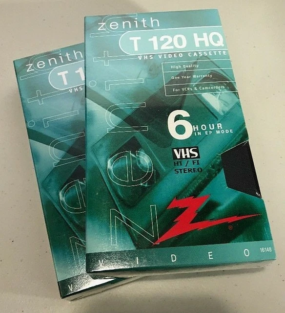 CASSETTE VIDÉO VHS vierge Zenith T120 HQ (pkg de 2) livraison rapide ...
