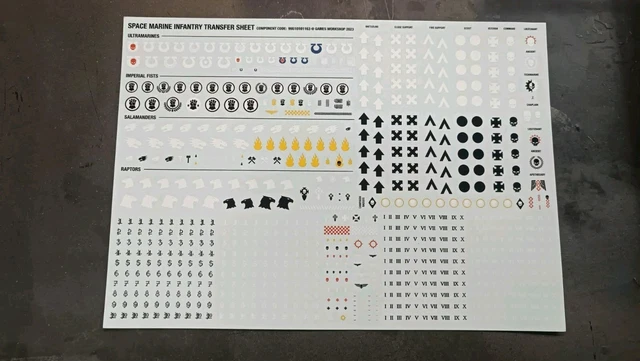 WARHAMMER 40K SPACE Marine Infantry Transfer Sheet £5.00 - PicClick UK