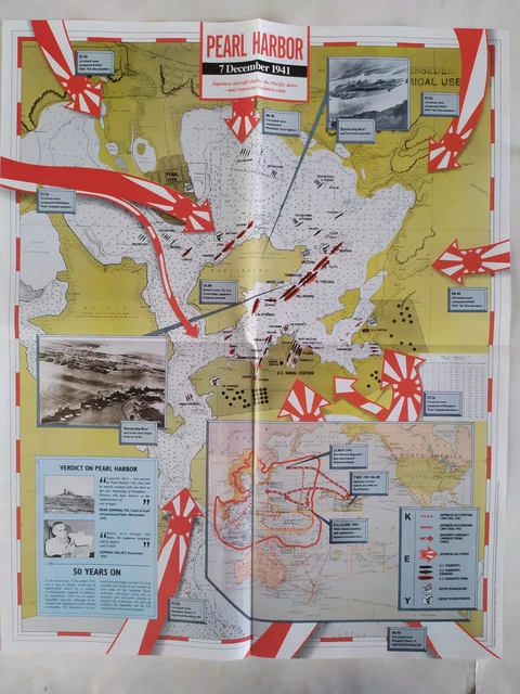 PEARL HARBOUR WW2 Campaign Map Wallchart by Marshall Cavendish ...