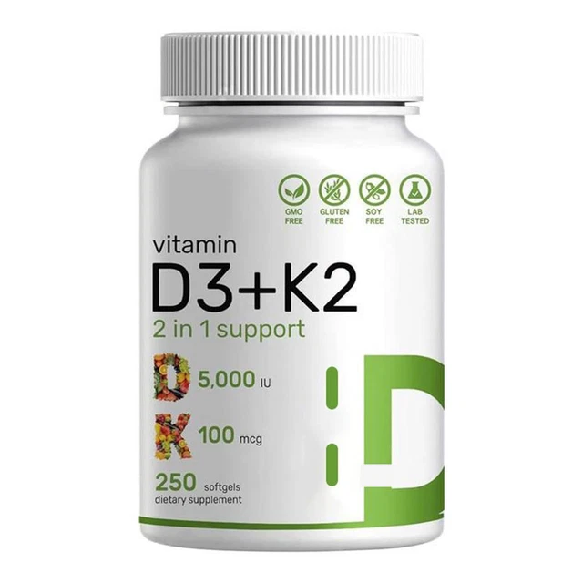 VITAMIN D3+K2 SOFTGELS 5000 IU -Extra Strength D3 K2 Supplements,Immune ...