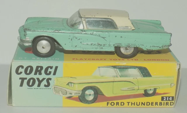 CORGI TOYS NO.214 Ford Thunderbird Hard Top Car (1959-1965) Early/Flat ...