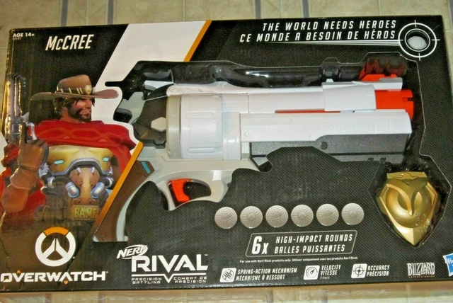 OVERWATCH MCCREE ~ Nerf Rival Blaster ~ Insigne moulé sous pression ~ 6 ...
