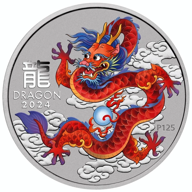 2024 RED DRAGON 1 oz silver coin BU in card Tuvalu $106.62 - PicClick AU
