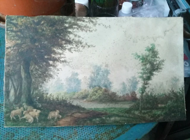 TRES ANCIENNE AQUARELLE paysage et le berger et son troupeau, superbe EUR 35,00 - PicClick IT