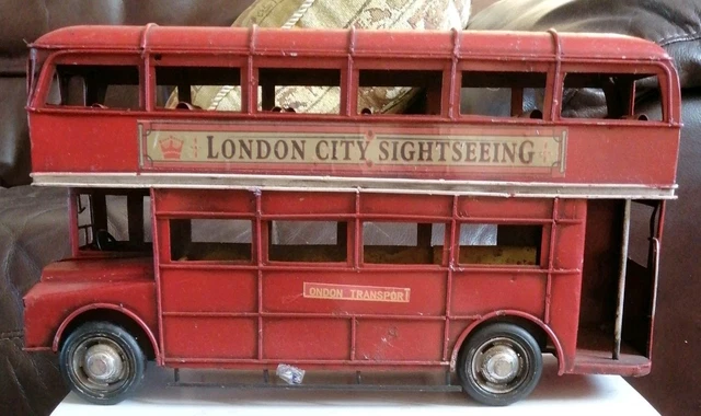 VINTAGE TIN PLATE Model Route Master London Bus 30cm Red Great Retro ...