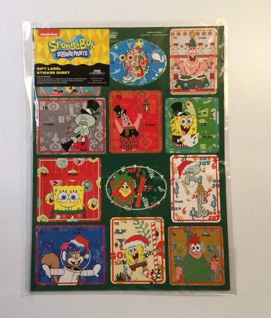 SPONGEBOB SQUAREPANTS CHRISTMAS Sticker Gift Tags Sheet Culturefly ...