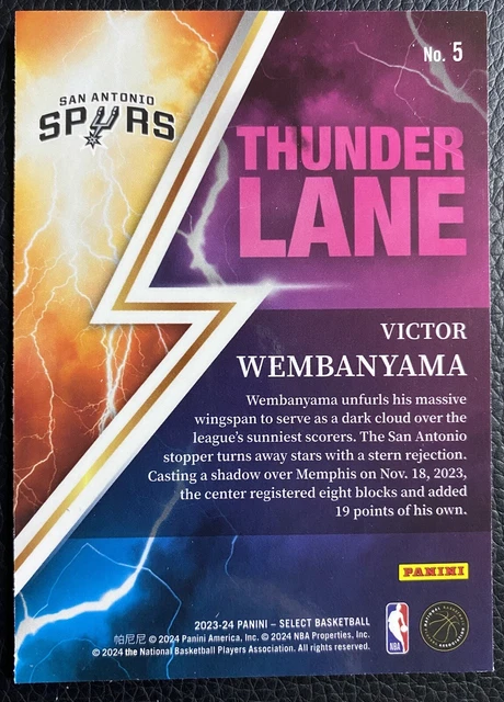 2023-24 SELECT VICTOR WEMBANYAMA RC Thunder Lane inserto Rookie Spurs ...