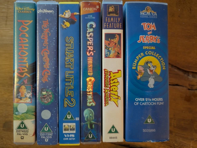 6 CHILDREN'S VHS Bundle Astrix Tom & Jerry Disney Casper Stuart Little ...