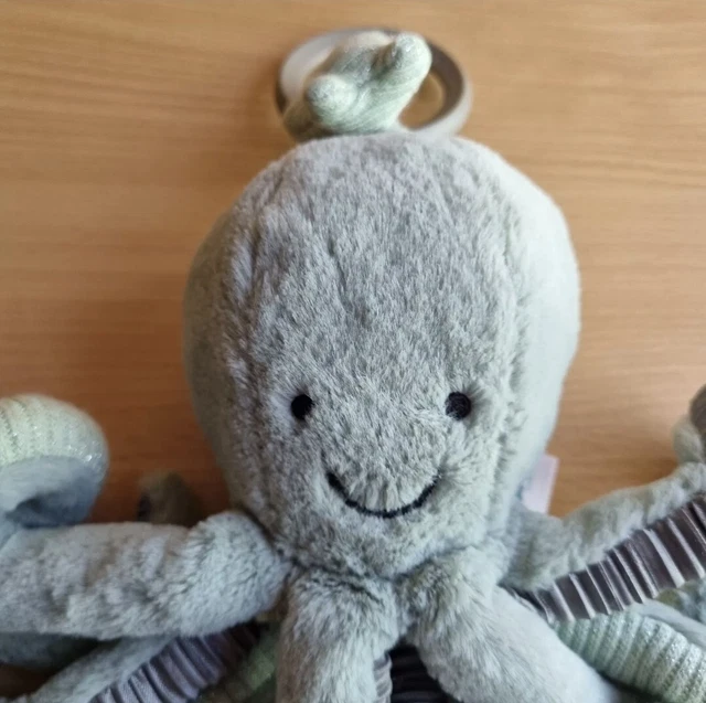 JELLYCAT ODELL OCTOPUS Rattle Kids Pushchair/Cot Hanging Toy Green With ...