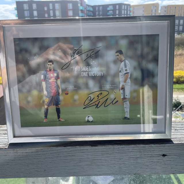 LIONEL MESSI & Cristiano Ronaldo double signature verre imprimé A4 ...