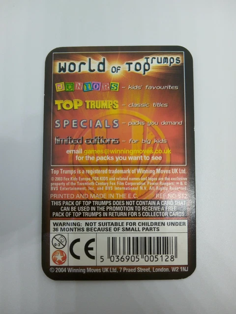 BARCODE/ADVERT - POWER Rangers Ninja Storm TOP TRUMPS JUNIORS 2004 ...