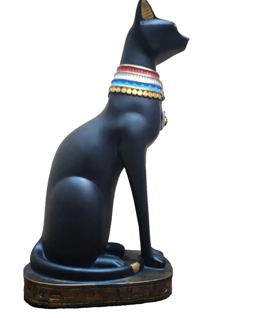 STATUE ANCIENNE EGYPTIENNE ANTIQUE déesse Bastet Cat Isis couleur noire ...