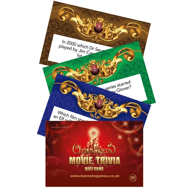 CHRISTMAS FILM QUIZ Trivia Card Game Xmas Party Cards Games Eve Box ...
