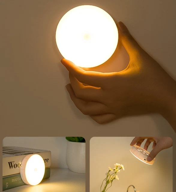 8 LED MOTION Sensor Night Light USB Wireless Magnetic Wall Cabinet ...