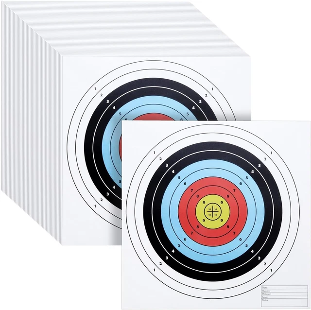 50-PACK BULLSEYE LARGE Paper Shooting Range Targets for Pistol Shooting ...