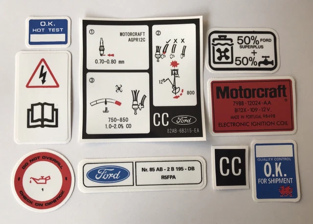 FORD ESCORT MK3 / Orion MK1 1.6 GL Ghia L Engine Bay Decals Stickers £ ...