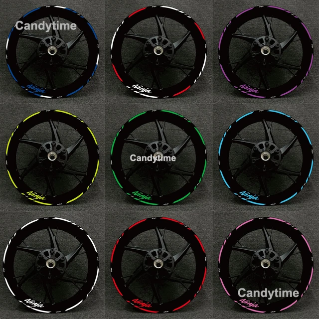 MOTORCYCLE REFLECTIVE WHEEL Hub Rim Stripes Decal Sticker For Ninja ...