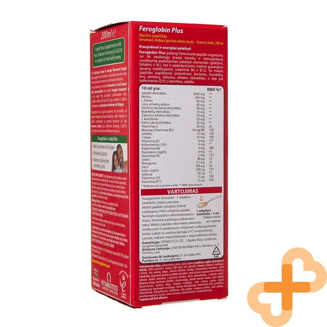 VITABIOTICS FEROGLOBIN PLUS Syrup 200ml Tiredness And Fatigue Reduction ...